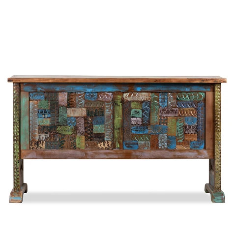 Buy Hand-crafted Mango Wood Console Table Reclaimed Wood Multicolor ...