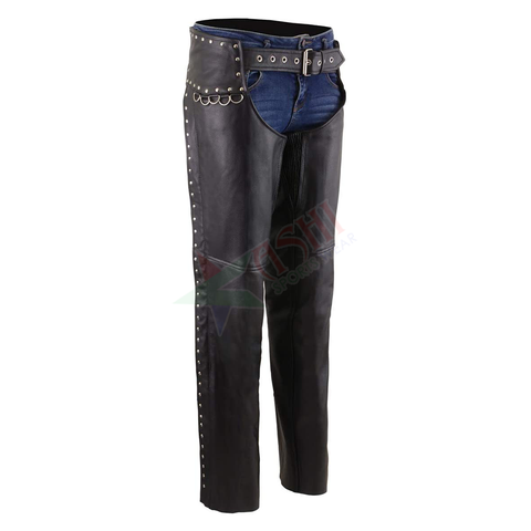 Buy Leather Chaps Pants Biker Cowboy Riding Racing Black Genuine ...