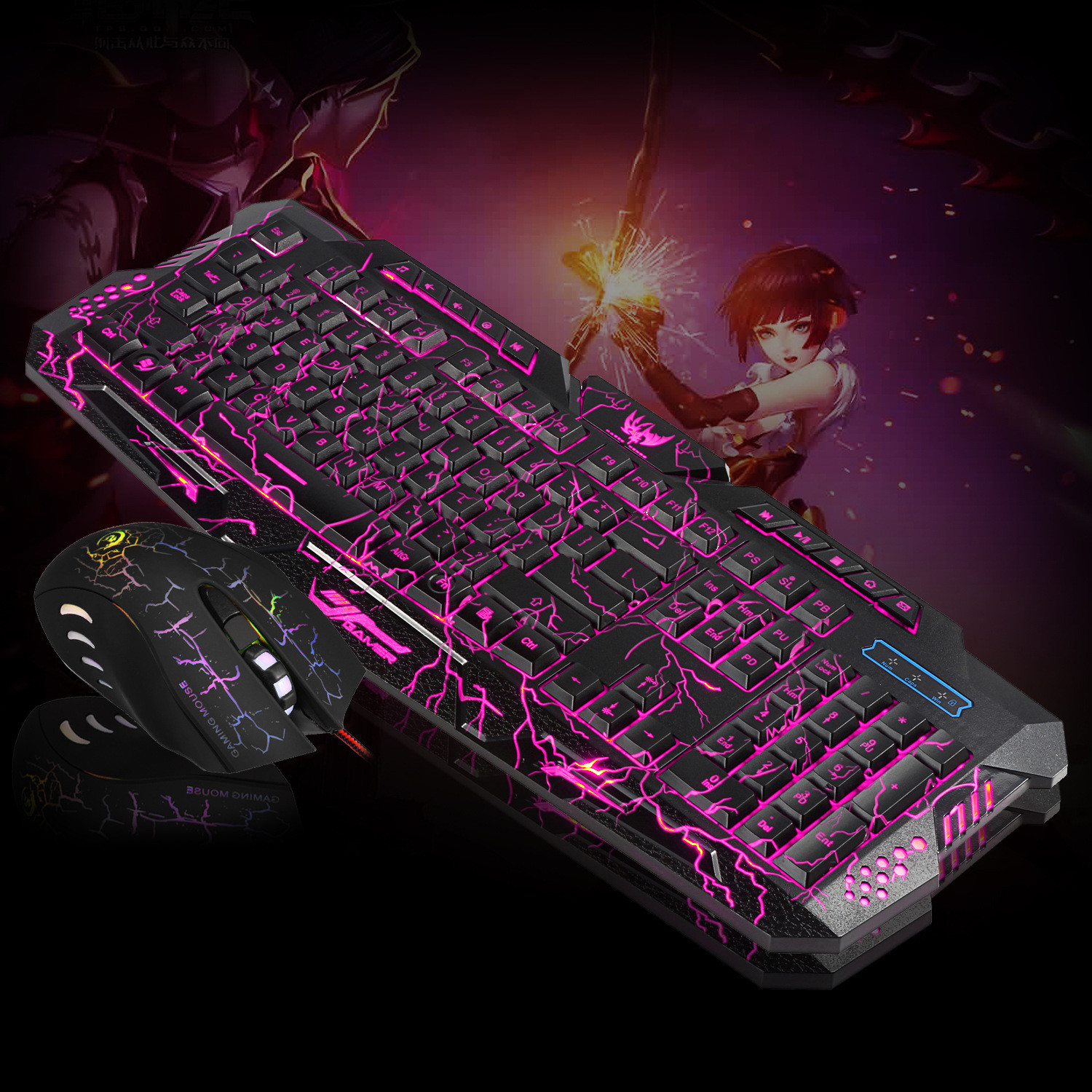 Buy M200 Purple/blue/red Led Breathing Backlight Pro Gaming Keyboard ...