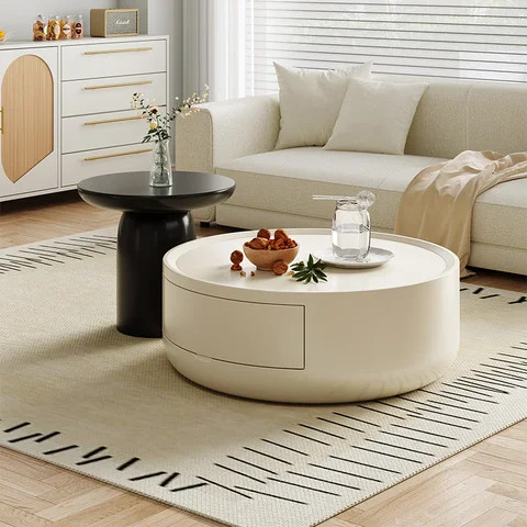 Buy Minimalist Design Cream Coffee Table Set Lacquer Compact Center ...