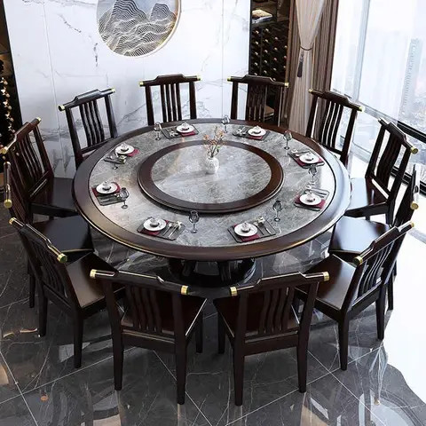 Buy Round Marble Dining Table Set Mesa De Comedor Wood Dining Room ...