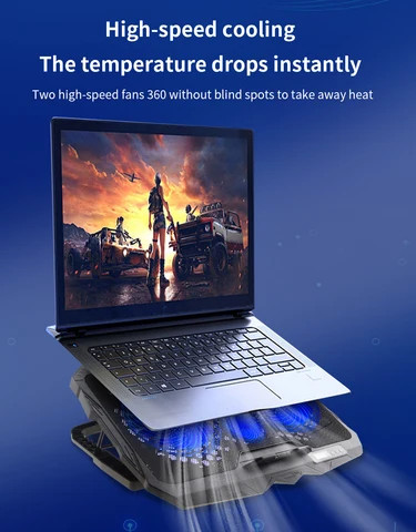 Buy Tishric Rgb Lighting Laptop Stand Cooling Base With Phone Holder 4 ...