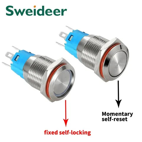 Buy 22mm Flat Led Illuminated Reset Latching Ring Metal Push Button ...