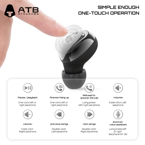 Buy Atb Mini Tws True Wireless Earbuds Waterproof Touch Control Gaming ...