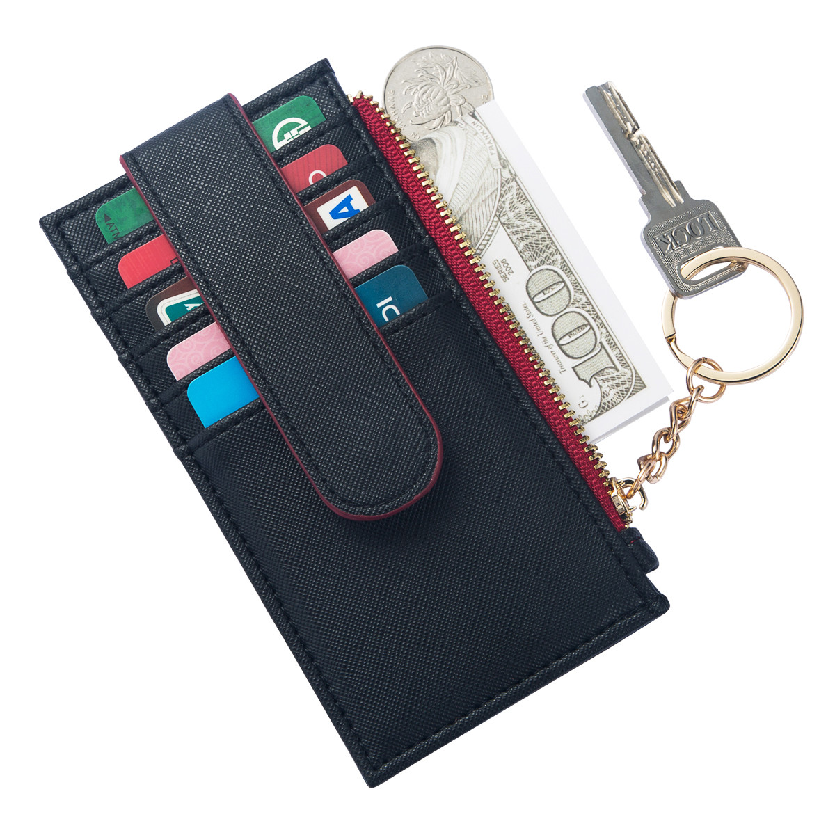 Buy Card Holder Case Wallet With Id Window Zipper Pu Purse from Jinhua ...