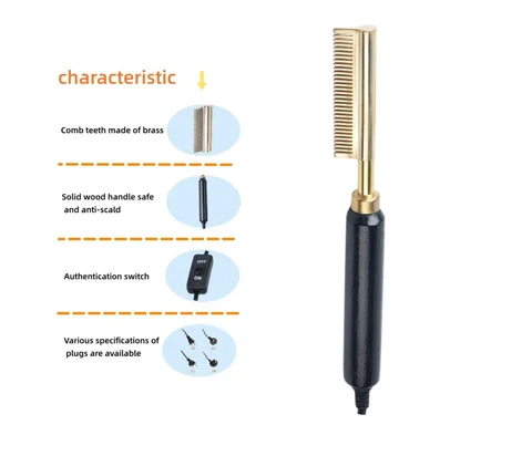 Buy Ceramic Heated Gold Straightening Copper Comb Voltage 110v-240v ...