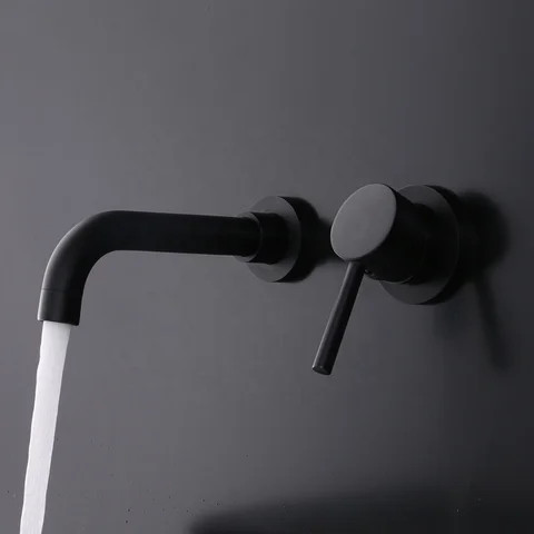 Buy Copper Concealed Basin Tap Black Pre-buried Wall Mounted Wash Basin ...