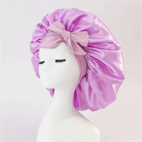Buy Extra Large Satin Hair Bonnet With Wrap Head Band Tails Silk Tie ...
