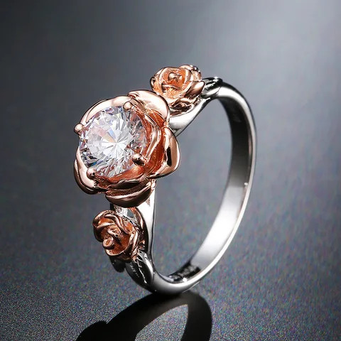 Buy Flower Design 18k Rose Gold Ring Handmade Jewelry Rose Shaped ...