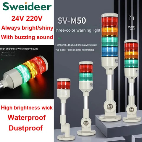 Buy Led Warning Light With Buzzer 24v 220v 1/2/3/4/5 Layers Steady ...