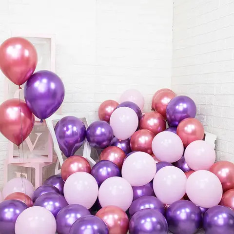 Buy New Design 10/12 Inch Metallic Latex Balloon Multicolor Metal ...