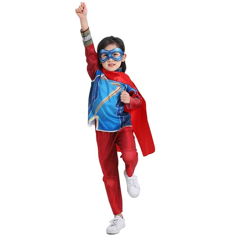 Buy Ready Goods Child Girl Superhero Captain Ms Marvel Cosplay For Kids ...