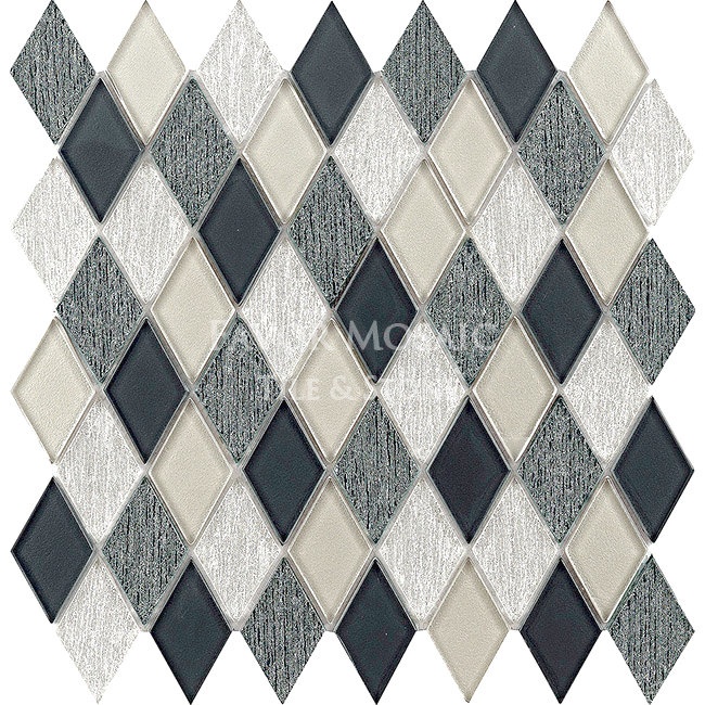 Buy Rhomboid Diamond Shaped Modern Crystal Glass Mosaic Tiles Bathroom ...