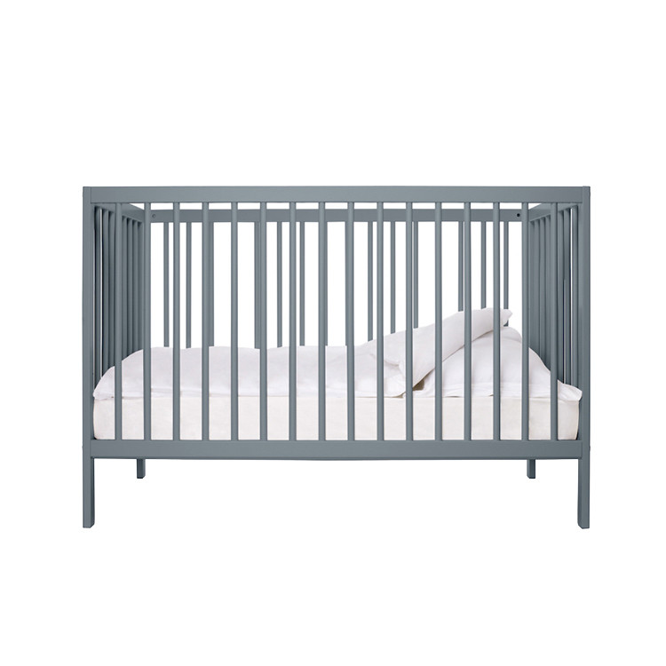Buy Simple Design Grey Color 3 Height Adjustable Wooden Baby Crib from ...