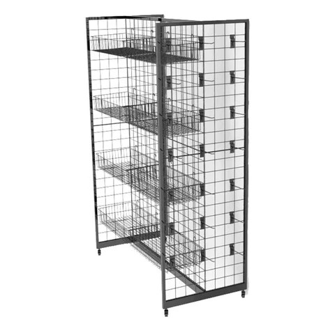 Buy Wire Gridwall Fixture Display 12 Baskets 50 6" Peg Hooks Gondola ...