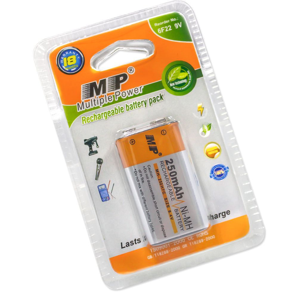 Buy Mp® 9v 6f22 250mah Ni-mh Rechargeable Battery For Multimeter Ktv ...