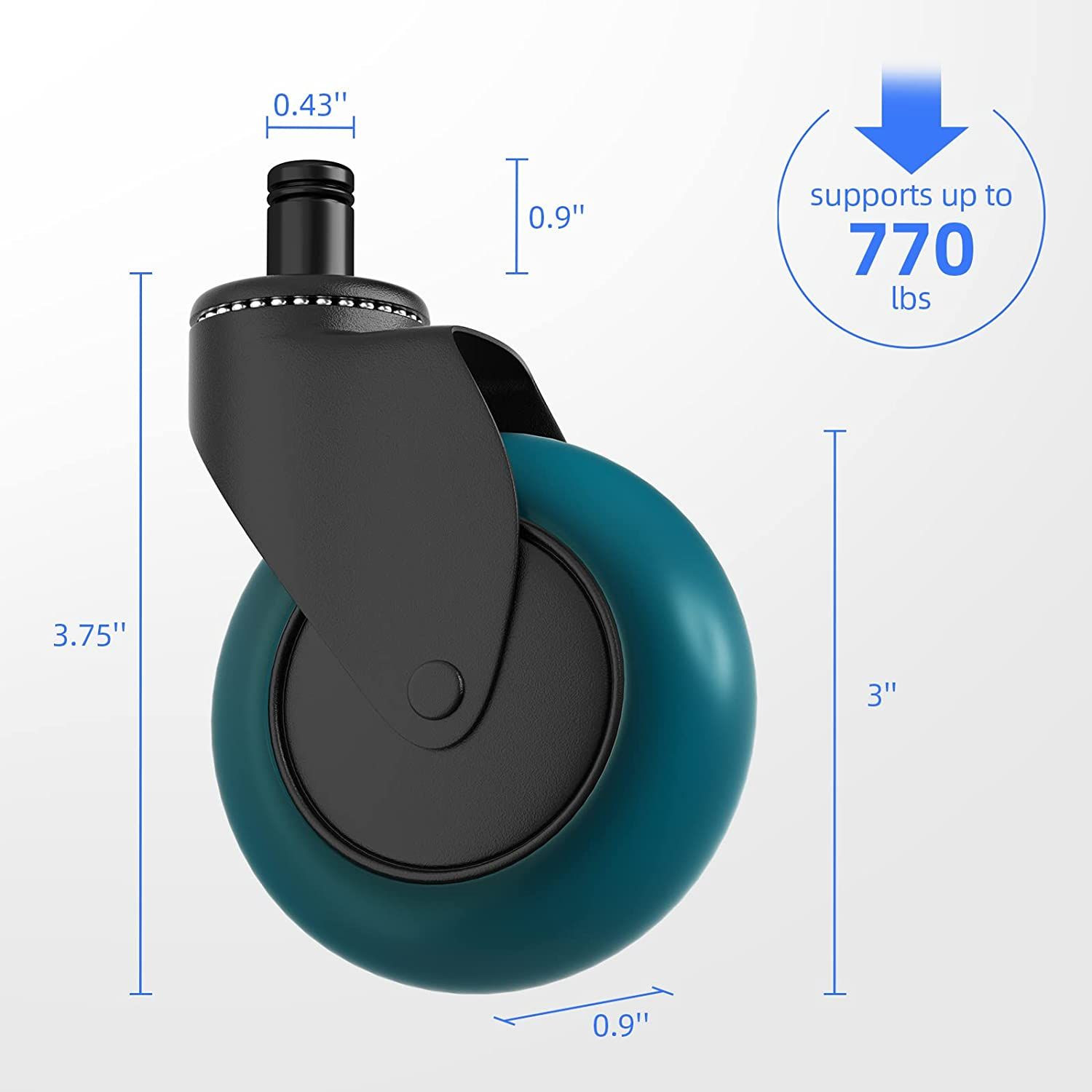 Buy Office Chair Caster Wheels With Rgb Lights 3 Inch Twin Ball Bearing ...