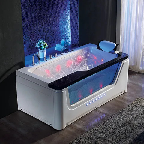 Buy Acrylic Modern Minimalist Black And White Rectangular Spa Bathtub ...