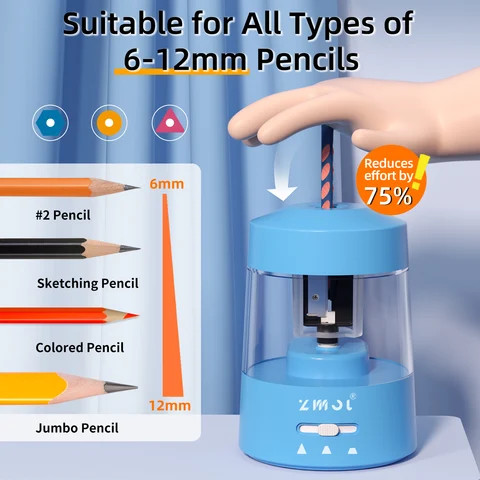 Buy Blue Electric Pencil Sharpeners Insertion Battery Operated Portable ...