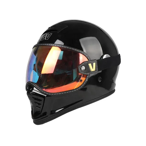Buy Classic Vintage Adventure Travel Rider Full Face Helmet Double Mask ...