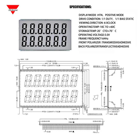 Buy Custom Display Htn Positive 4.5v Segment Displays Screen Large 7 Segment Display from ...