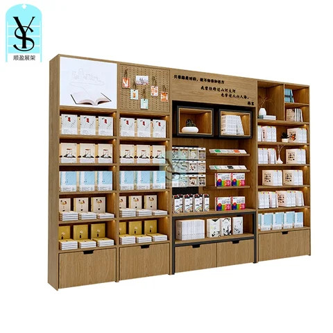 Buy Customized Book Shop Stationary Display Library Fashion Wall Wood ...