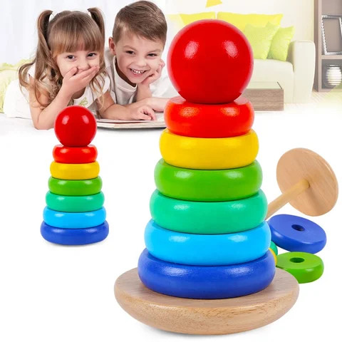 Buy High Quality Educational Rainbow Stacking Rings Building Blocks ...