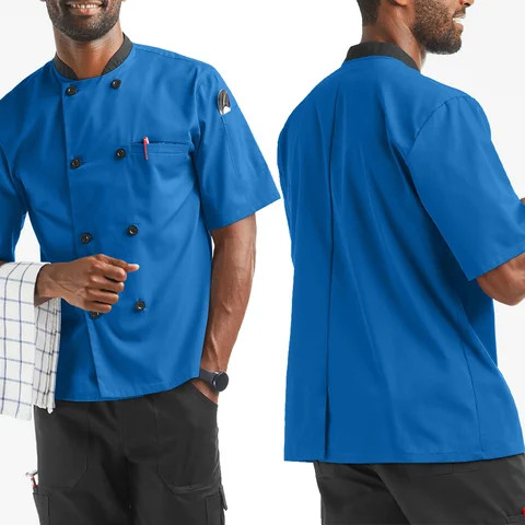 Buy Restaurant Waitress Work Jacket Uniform Short Sleeve Chef Coat Cook ...
