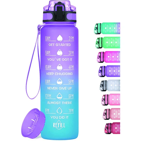 Buy Tritan Plastic Sport Gym Motivational Bottle Bpa Free Flip Top ...