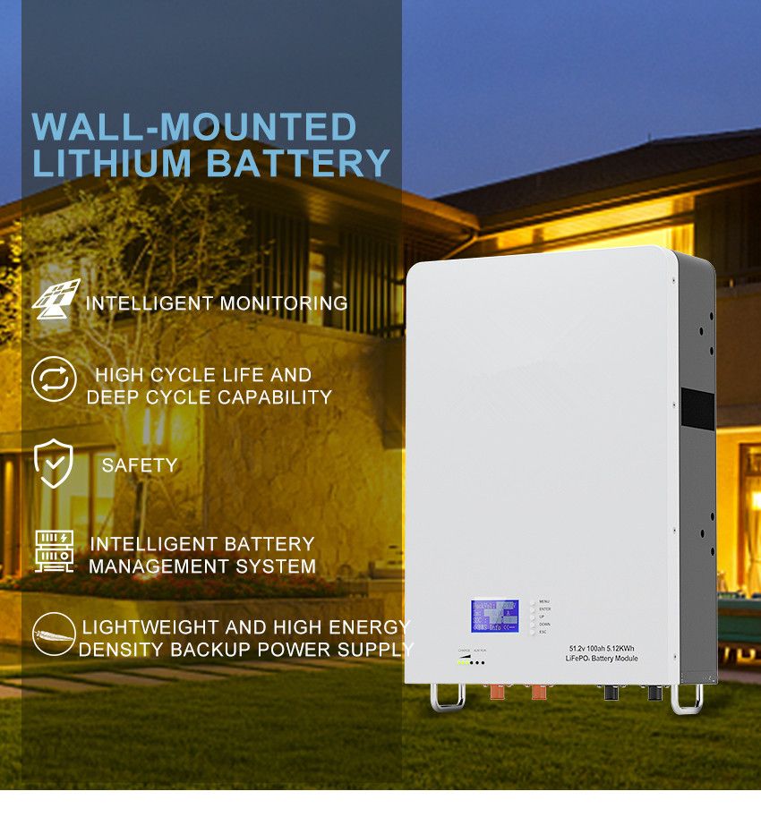 Buy Solar Battery Lifepo4 48v 100ah 5kwh Wall-mounted Lithium Battery ...