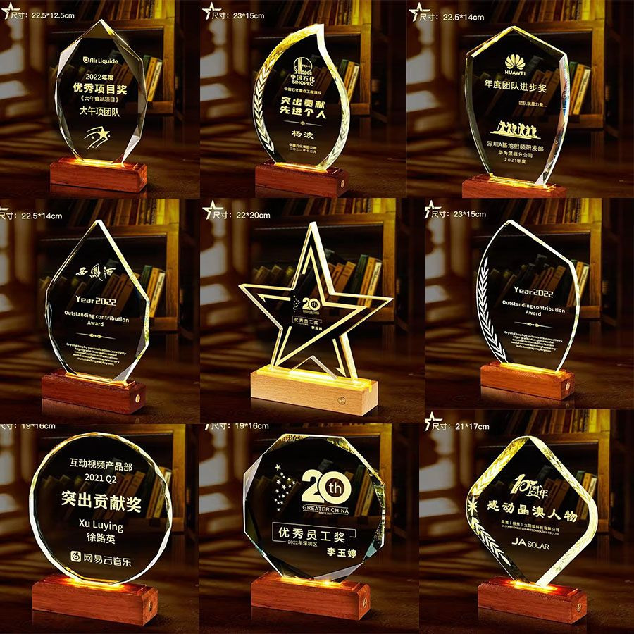 Buy Led Trophies High Quality Crystal Glass Trophy Custom Logo Glass ...