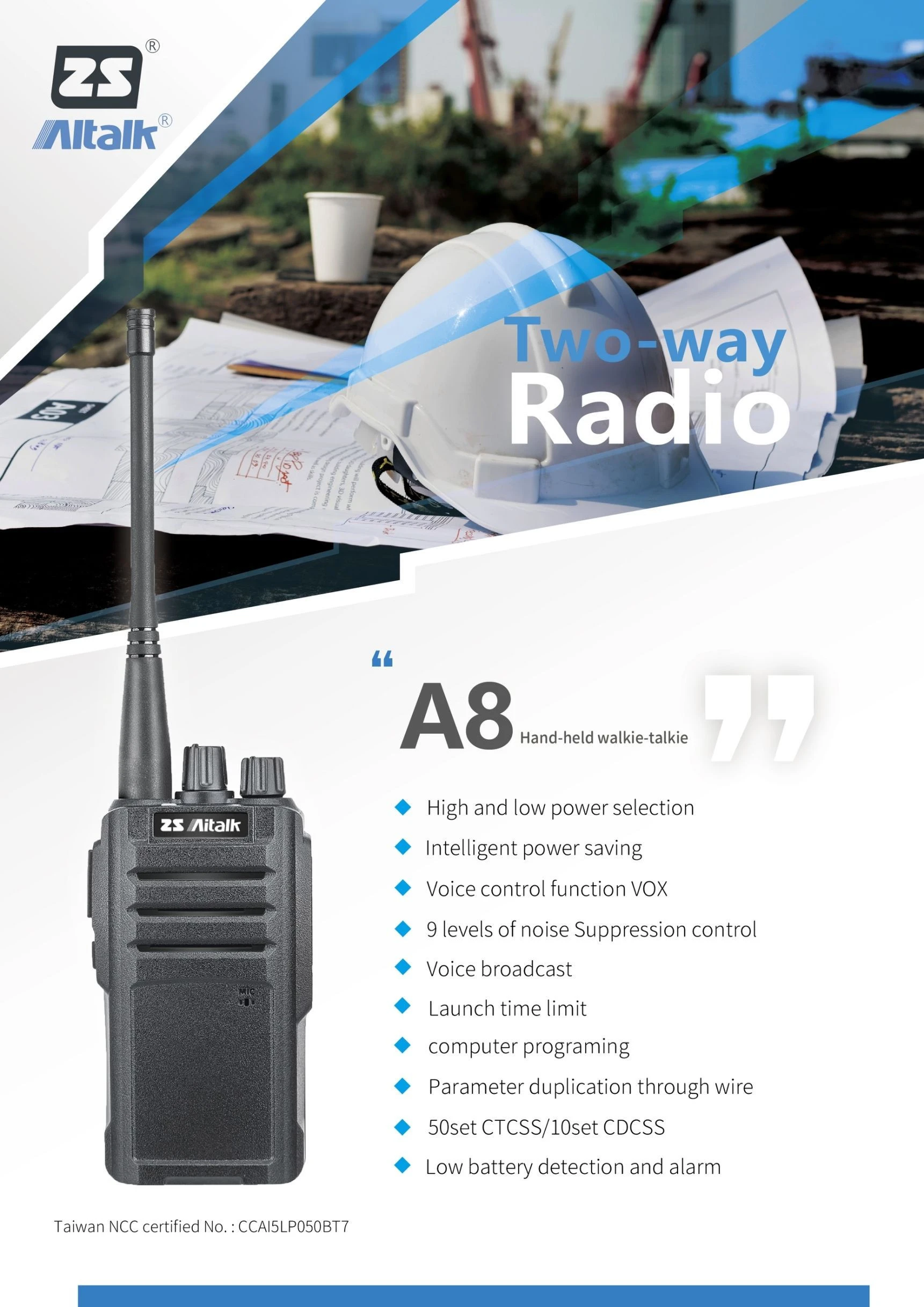 Buy Aitalk- A8 Walkie Talkie | Long Range 2 Way | 16 Ch 400-512mhz Uhf Ham Radio from Taiwan ...