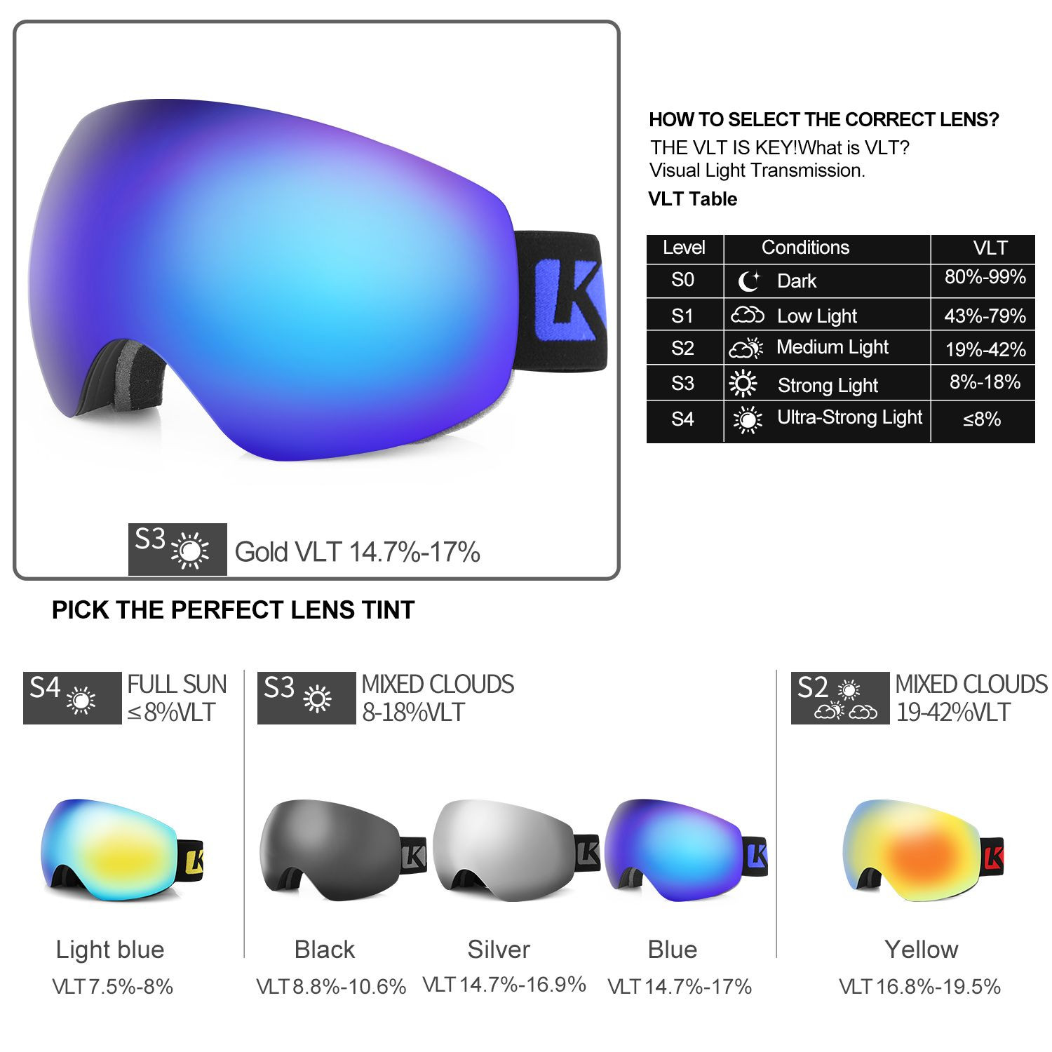 Buy Kutook Otg Ski Goggles - Over Glasses Ski/snowboard Goggles For Men ...