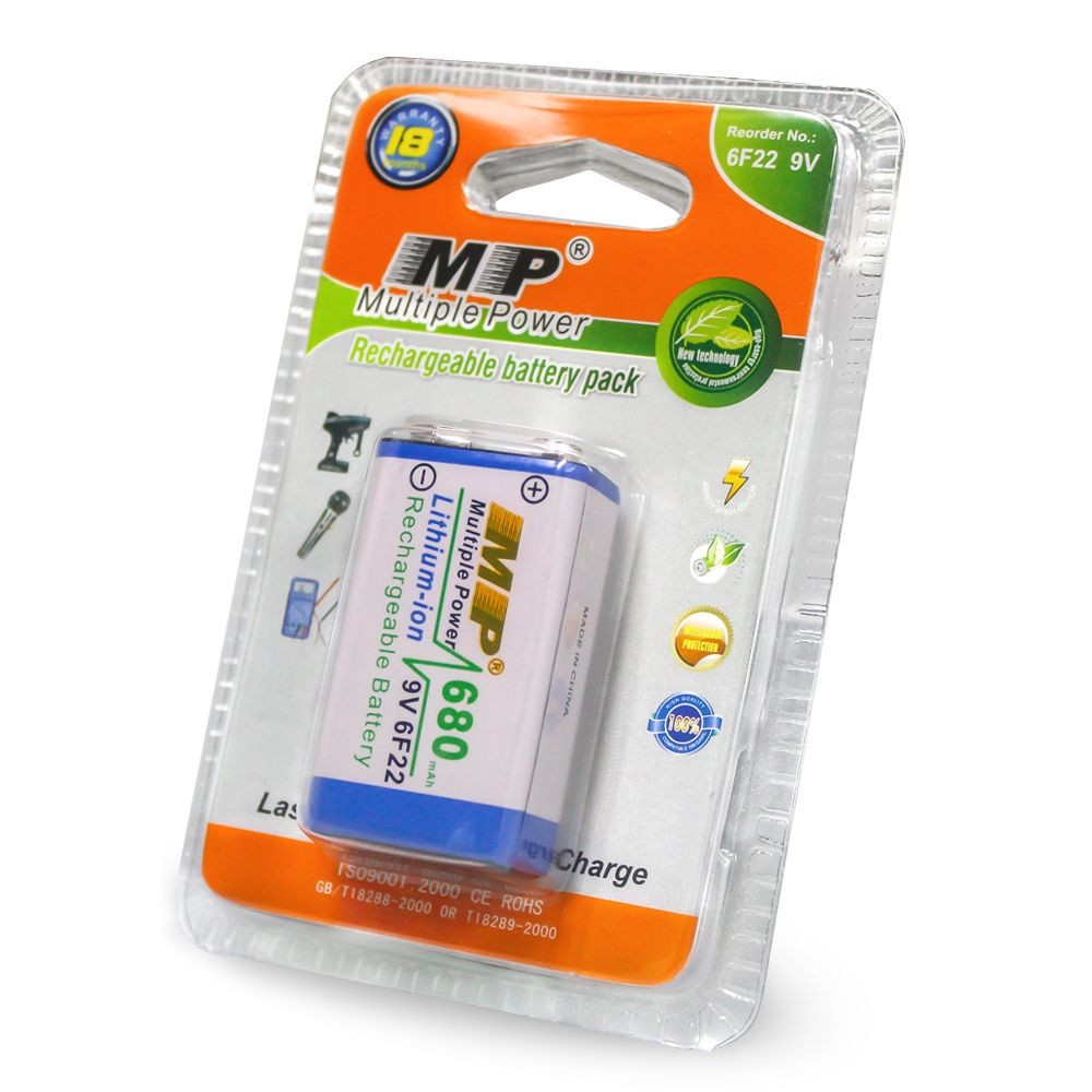 Buy 9v Rechargeable 6f22 Lithium Battery 680mah High Capacity For ...