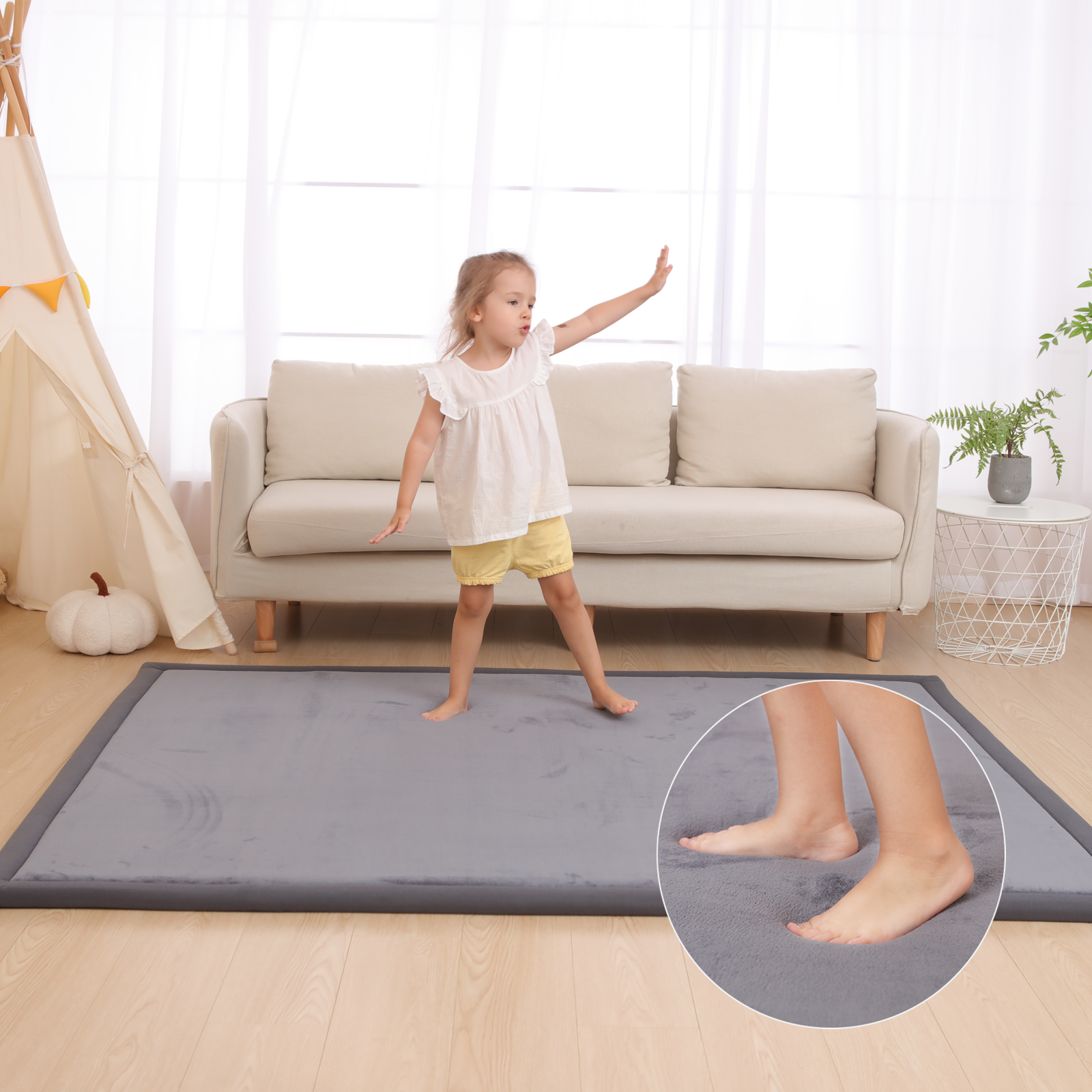 Buy 3 Cm Thick Memory Foam Mat Non-slip Area Play Rug Coral Velvet ...