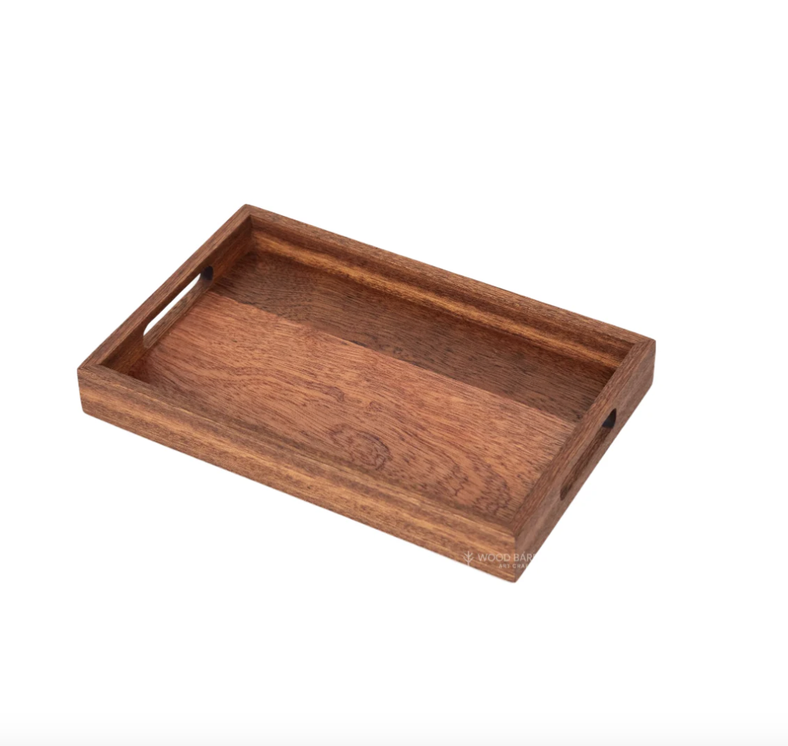 Buy Classic Rectangular Wooden Tray With Handle from Woodbarrow Art ...