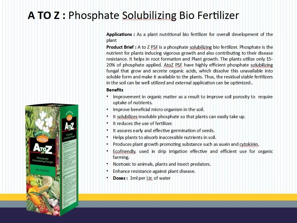 Buy A To Z : Phosphate Solubilizing Bio Fertilizer from Sunshine Agri ...