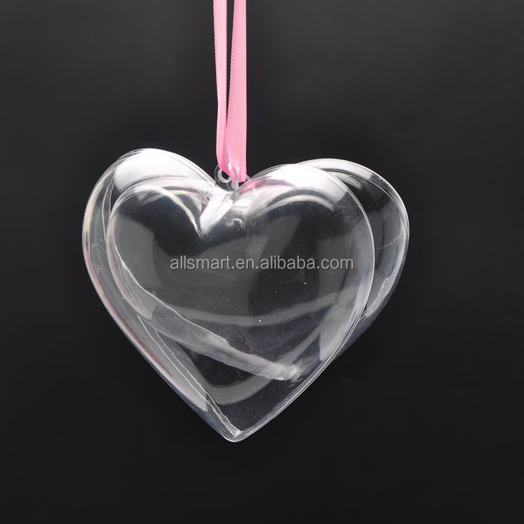 Buy 100mm Clear Plastic Acrylic Fillable Hearts Shape Ball Box Ornament ...
