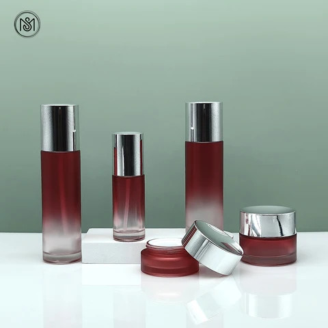 Buy 30g 50g 40ml 100ml 120ml Luxury High End Cosmetic Packaging Set Red Frosted Celar Color ...