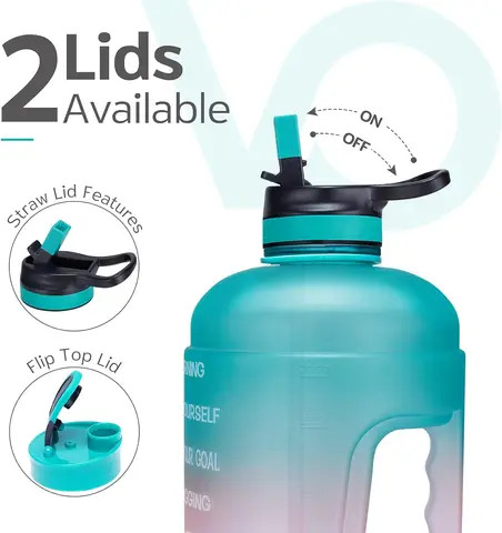 Buy 3.78l Large Gallon Water Bottle With Time Marker , Straw ...