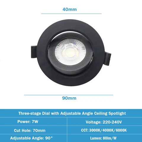 Buy 7w 3-stage Dial With Adjustable 90 Degree Angle Ceiling Spotlight ...