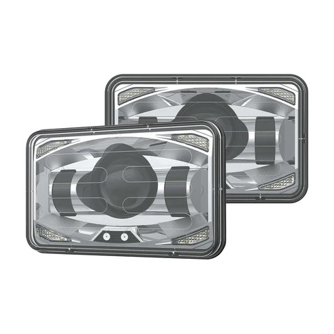 Buy Black Chrome Decoration Cover Led Headlight 4x6" With Heating ...