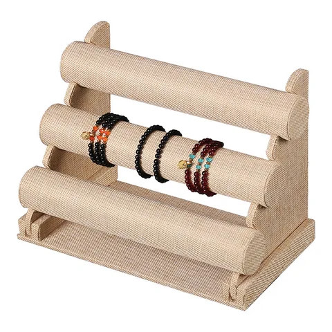 Buy Black Light Gray Velvet Beige Linen Watch Bracelet Holder Watch ...