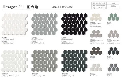 Buy Brown Full Body Medium Hexagon 51x59mm Mesh Mounted Porcelain ...