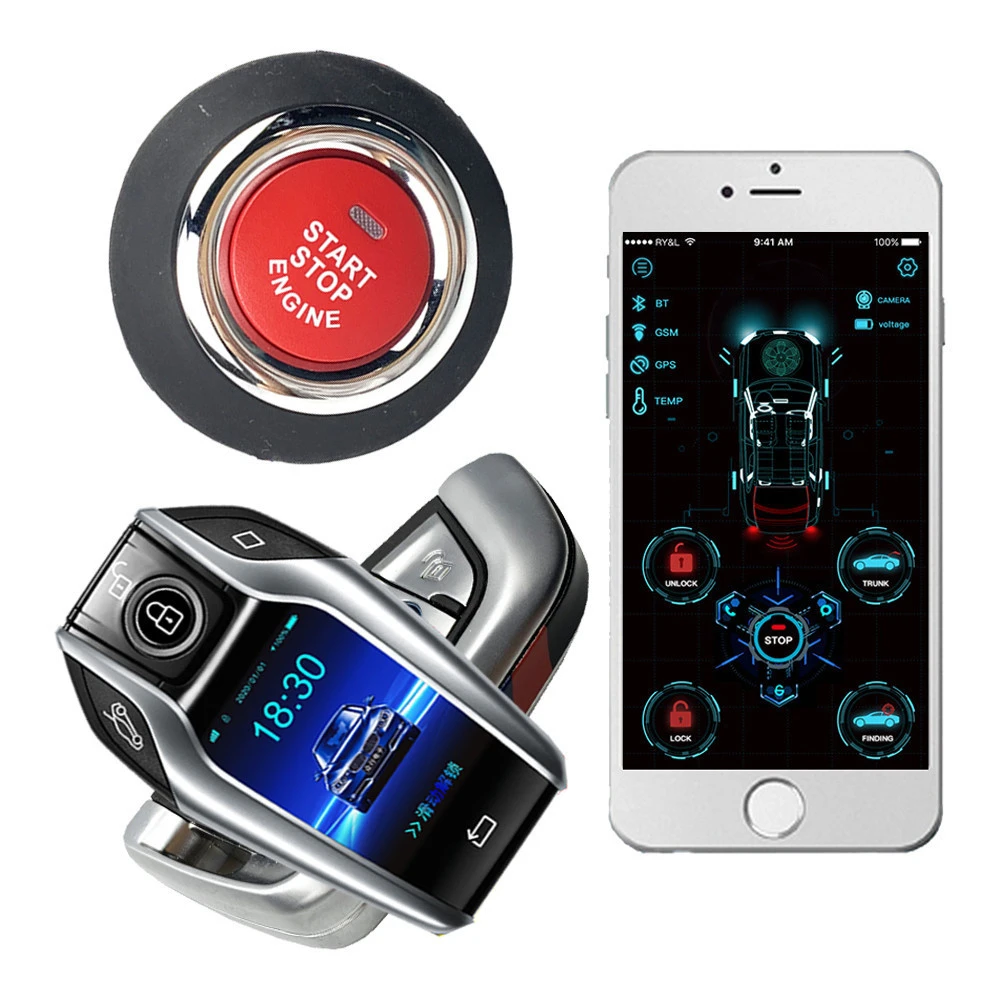 Buy Cardot Gps Gsm Smart Pke Keyless Entry Lcd Remote Starter Engine ...