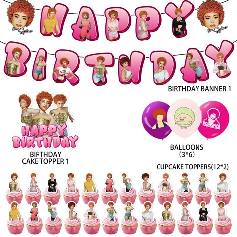 Buy Cartoon Star Ice Spice Theme Birthday Party Decorative Disposable ...