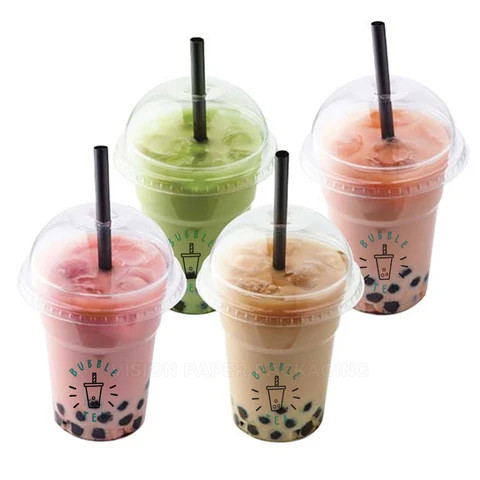 Buy Custom 90/95 Disposable U-shaped Boba Bubble Cup Clear Pp Plastic ...