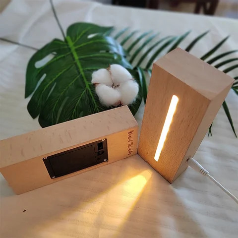 Buy Custom Rectangular Beech Wood Light Base Usb With Battery ...