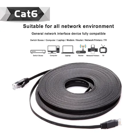 Buy Flat Cat5 Cat6 Ethernet Lan Network Rj45 Extension Patch Cord Cable ...