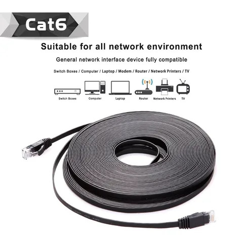 Buy Flat Cat5 Cat6 Ethernet Lan Network Rj45 Extension Patch Cord Cable ...